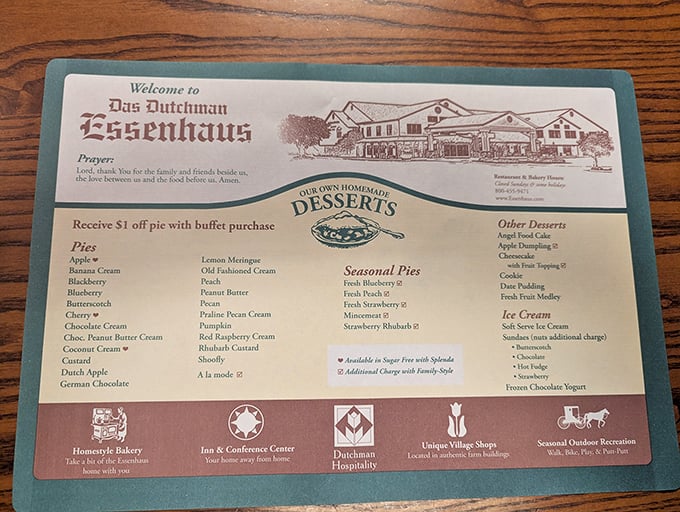 This dessert menu isn't just a list—it's a roadmap to happiness. Choosing just one pie from this lineup should qualify as an Olympic sport.