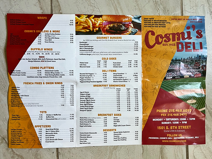 The menu of dreams. Like reading a love letter to Philadelphia's sandwich culture, with every possible combination of meaty perfection.