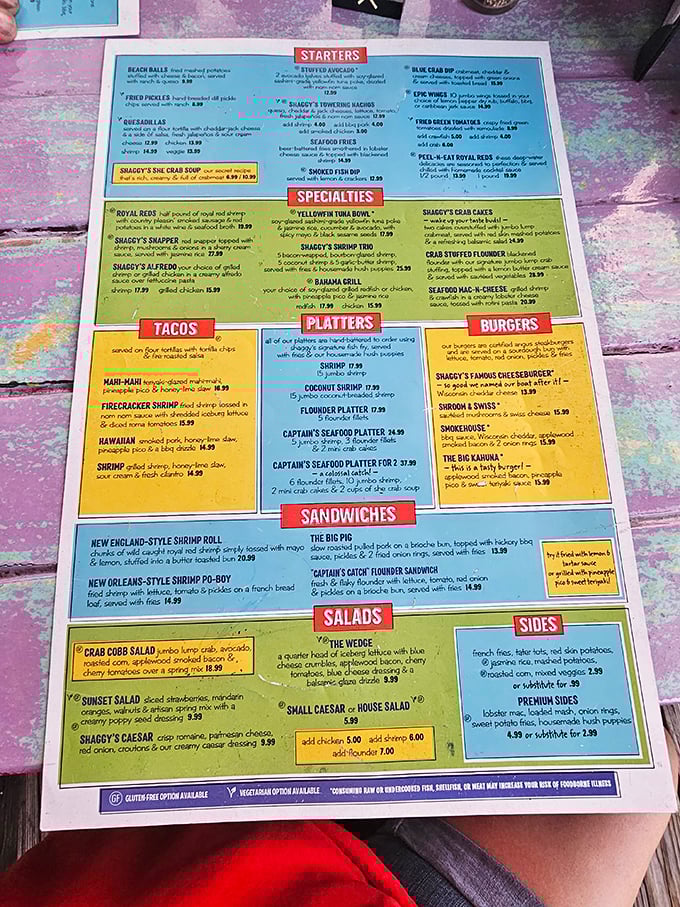 This menu isn't just a list of dishes—it's a treasure map to seafood paradise with something for every hungry explorer.