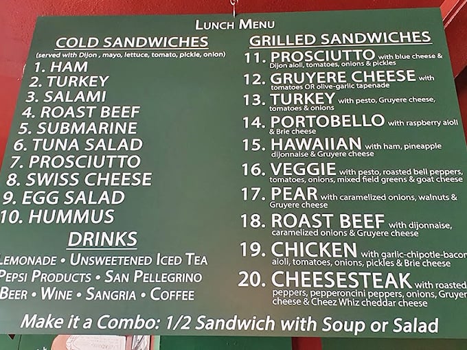 The sandwich board of dreams. Twenty pathways to happiness, each one more tempting than the last. Decision paralysis has never been so delicious.