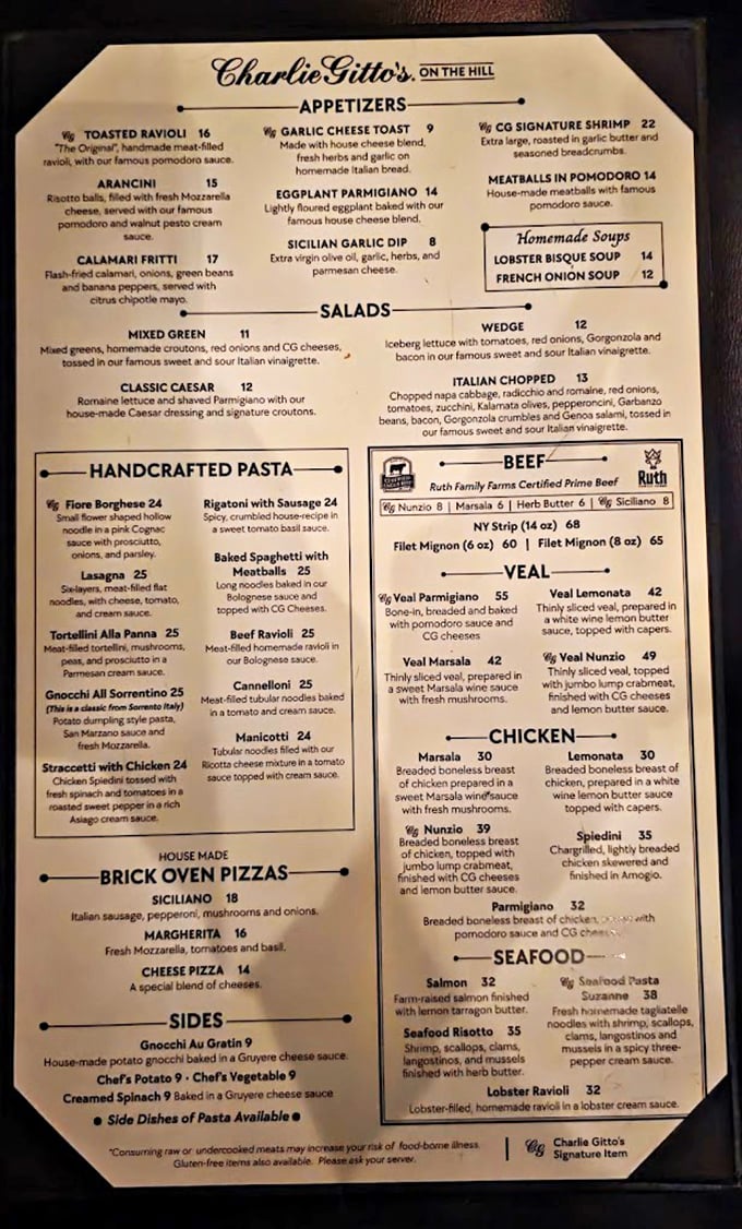 This menu isn't just a list of dishes—it's a roadmap to happiness. Each item promises a different journey through Italian culinary traditions.
