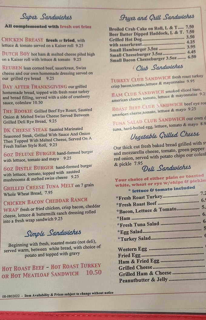 This menu isn't just a list of food—it's a roadmap to happiness. The "Day After Thanksgiving" sandwich alone is worth canceling your diet plans.