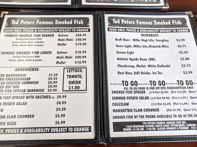 A menu that hasn't changed since rotary phones were cutting-edge technology, and thank goodness for that—some classics need no improvement.