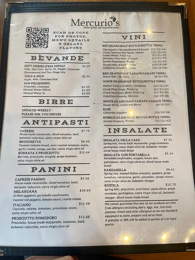 A menu that speaks the universal language of Italian cuisine—where "antipasti" translates directly to "you'll want one of each."
