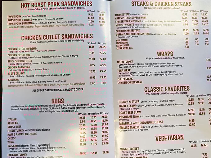 The menu board reads like a love letter to sandwich perfection. Each category promises its own delicious journey – choose your adventure wisely.