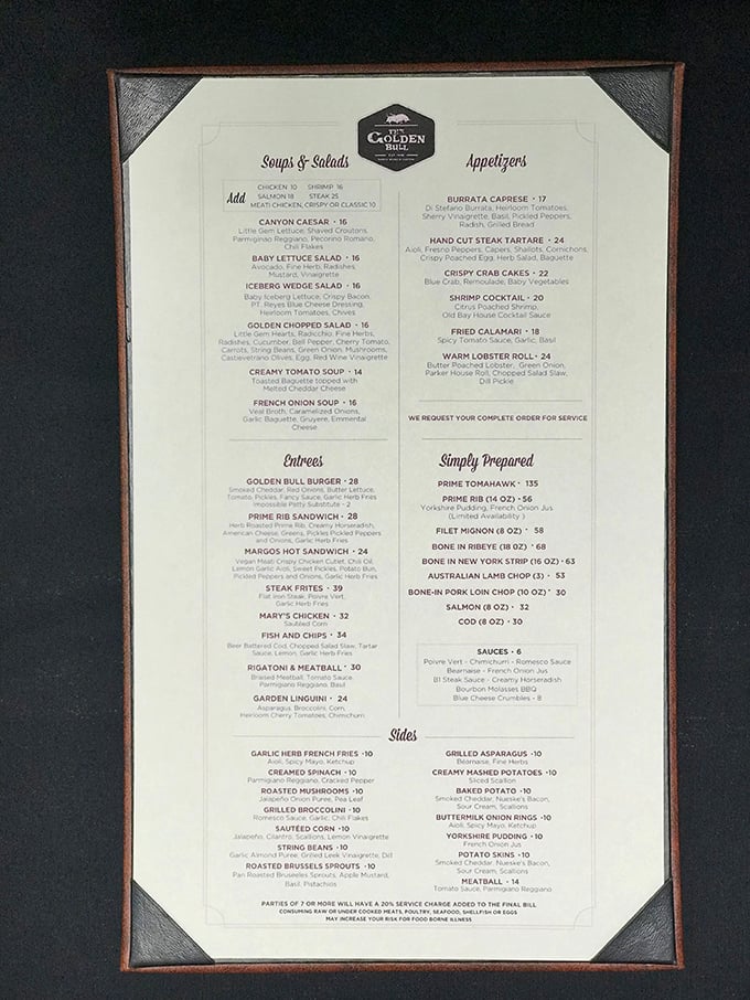 A menu that doesn't need trendy buzzwords—just straightforward promises of perfectly prepared proteins that speak for themselves.