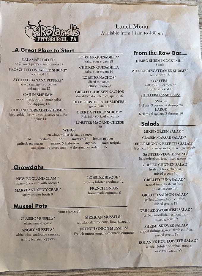This menu reads like a love letter to the ocean. Warning: decision paralysis may occur when faced with this many treasures.