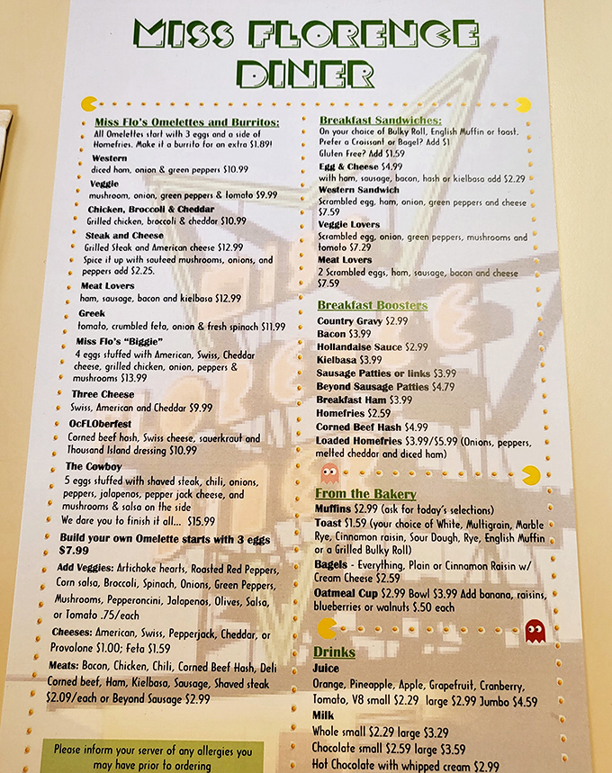 The menu reads like a love letter to breakfast, with options that would make a lumberjack weep.