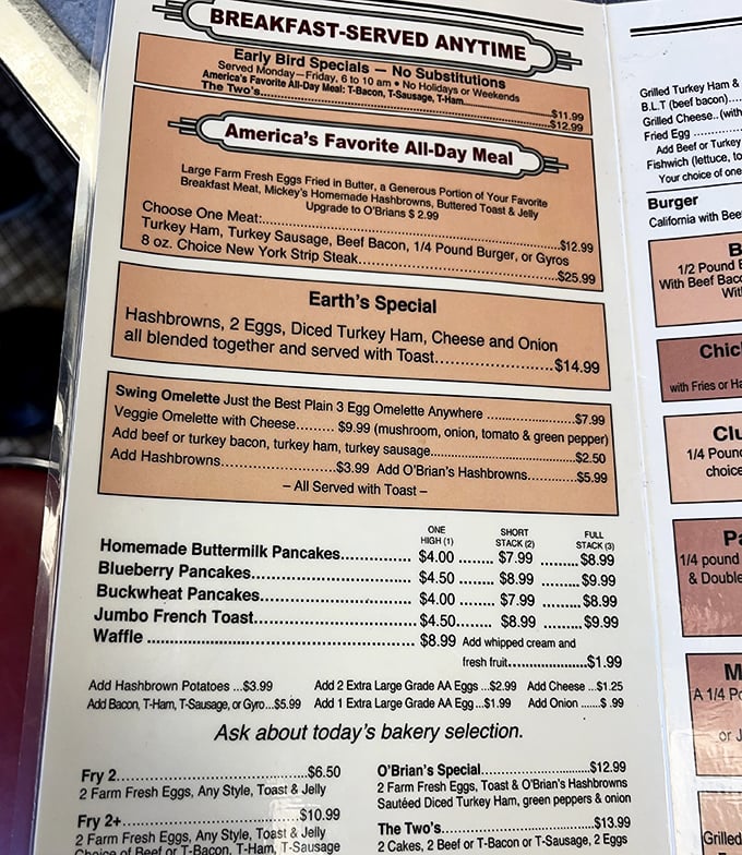 This menu isn't just a list of food—it's a historical document chronicling America's enduring love affair with breakfast.