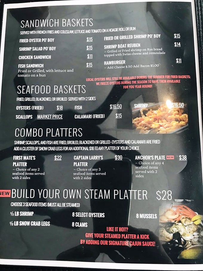 This menu isn't just a list – it's a maritime treasure map. X marks the spot where your taste buds strike gold.