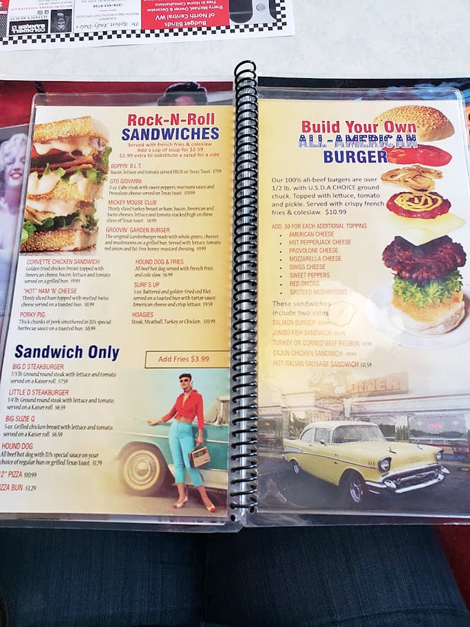 The menu reads like a greatest hits album of American classics. Rock-N-Roll sandwiches and All-American burgers compete for your appetite's attention.
