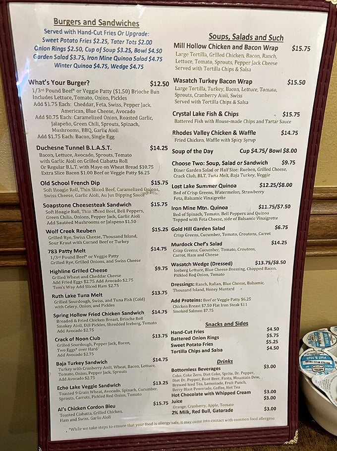 A menu that reads like a love letter to comfort food. The "Duchesne Tunnel B.L.A.S.T." isn't just a sandwich—it's an edible adventure.