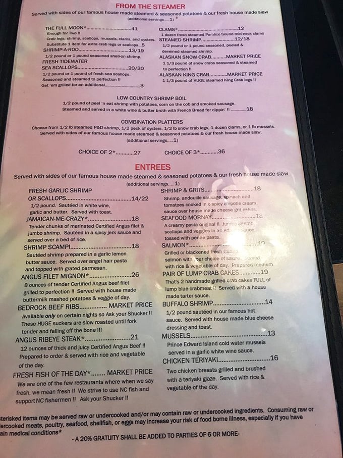 This menu isn't just a list of dishes—it's a maritime treasure map where X marks the spot for your next seafood obsession.