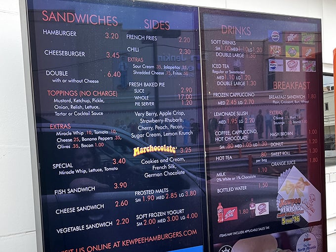 A menu board that hasn't needed a redesign in decades—when you've perfected simplicity, why complicate things with avocado toast or deconstructed anything?