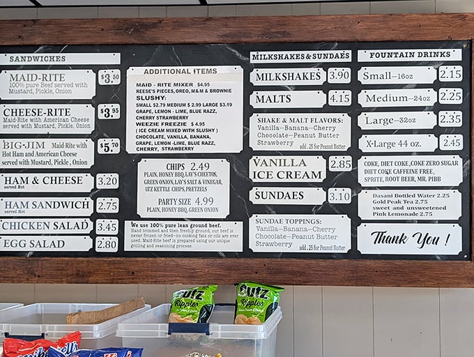The menu board—a masterpiece of simplicity—offers everything you need and nothing you don't. Decision paralysis not included.