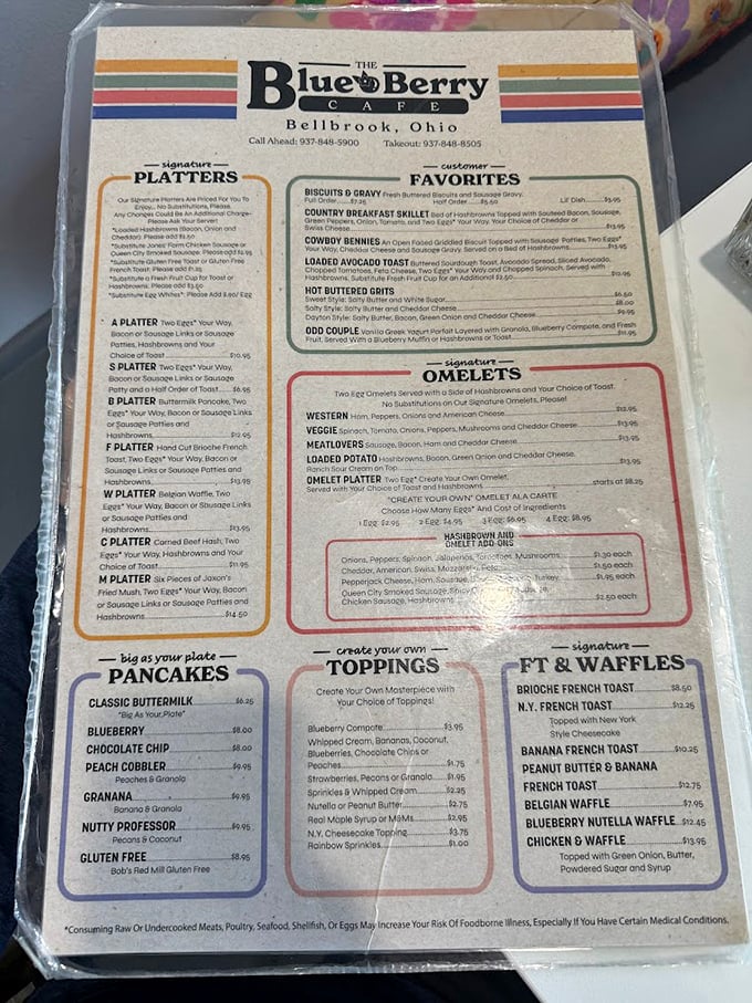 This menu isn't just a list of food—it's a roadmap to breakfast nirvana. Choose your own adventure, but don't skip the pancakes!