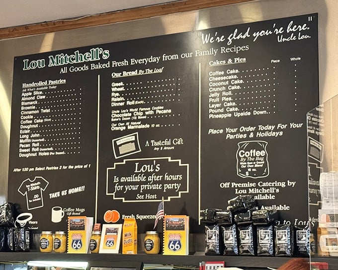 The menu board reads like a love letter to breakfast classics—each item promising a delicious reunion with flavors you've missed.