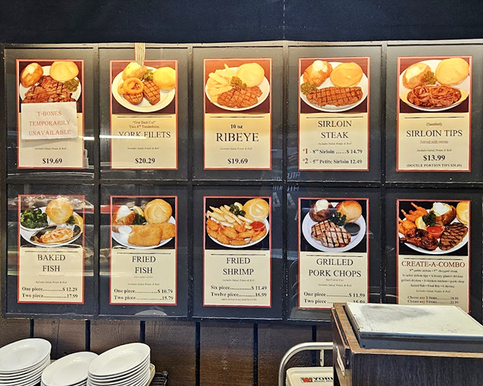 The illuminated menu board is a nostalgic masterpiece—no fancy descriptions needed when the pictures tell the delicious story that awaits.