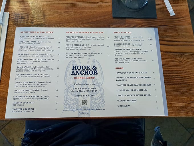 This menu isn't just a list—it's a maritime treasure map. Each item promises an oceanic adventure without requiring a second mortgage.