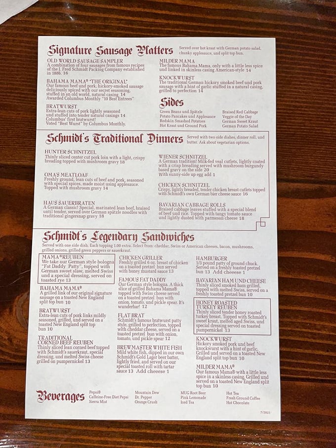 The menu reads like a love letter to German cuisine – from wursts to schnitzels, each dish promising the kind of comfort food that makes you want to hug the chef.