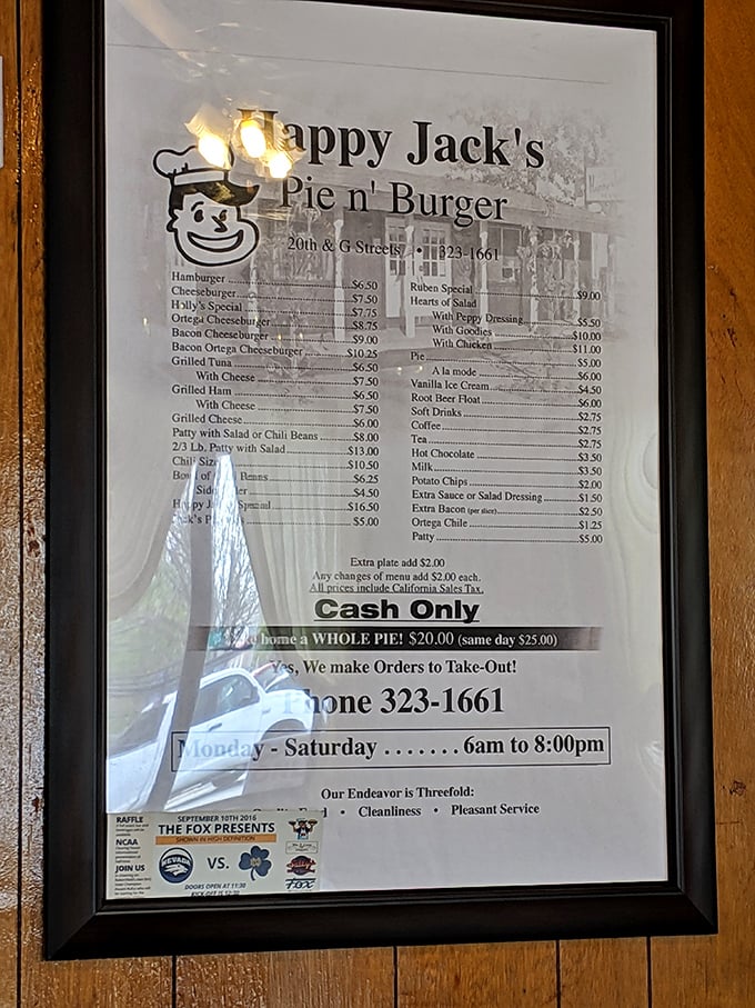 A menu that doesn't require scrolling or swiping—just good old-fashioned reading. The holy scripture of comfort food, framed for posterity.