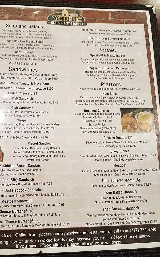 The menu at Yoder's reads like a love letter to comfort food—where indecision isn't a flaw but the only reasonable response to such delicious possibilities.