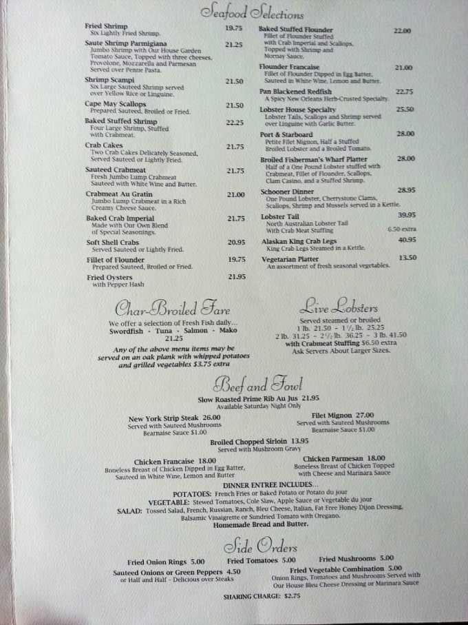 This menu isn't just a list—it's a maritime treasure map. Each item represents decades of seafood expertise that makes choosing just one dish nearly impossible.