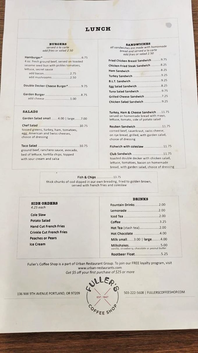 This menu isn't trying to reinvent the wheel—it's perfecting it. Classic American diner fare with zero pretension and all the comfort.