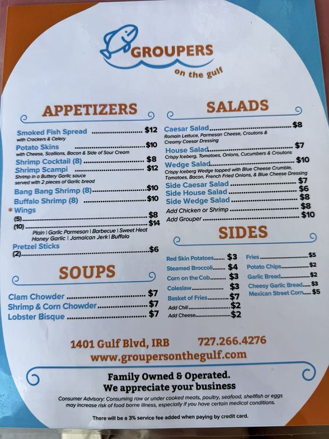 The menu reads like a love letter to Gulf seafood—straightforward, unpretentious, and focused on what matters: fresh fish prepared with respect.