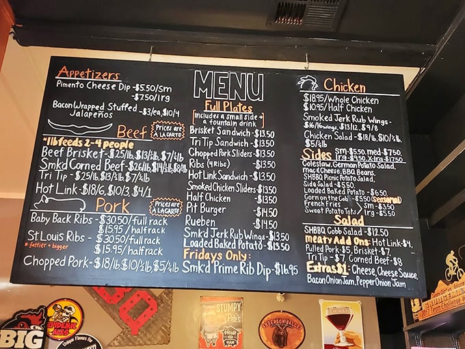 The chalkboard menu – a beautiful poem written in the universal language of smoked meats and sides.