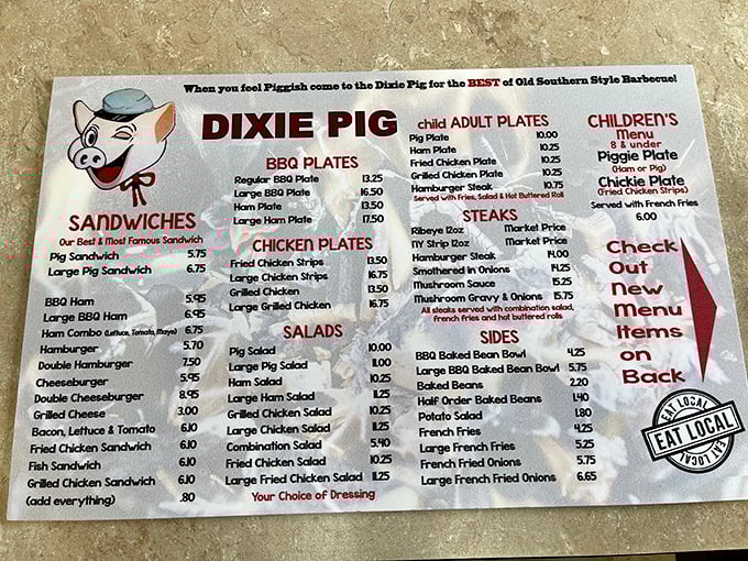 A menu that doesn't need fancy descriptions—when you've been doing barbecue this well for this long, the food speaks for itself.