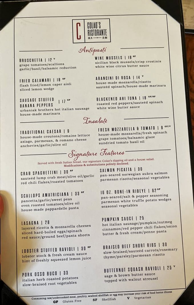 A menu that reads like Italian poetry – each dish promising a different verse in your evening's culinary sonnet.