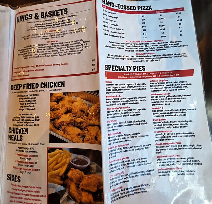 The menu reads like a love letter to comfort food classics. Wings, pizza, and hoagies – the holy trinity of Pennsylvania dining – all represented with proper reverence.