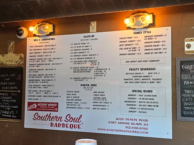 This isn't just a menu—it's a roadmap to happiness, where every line promises a different path to barbecue nirvana.