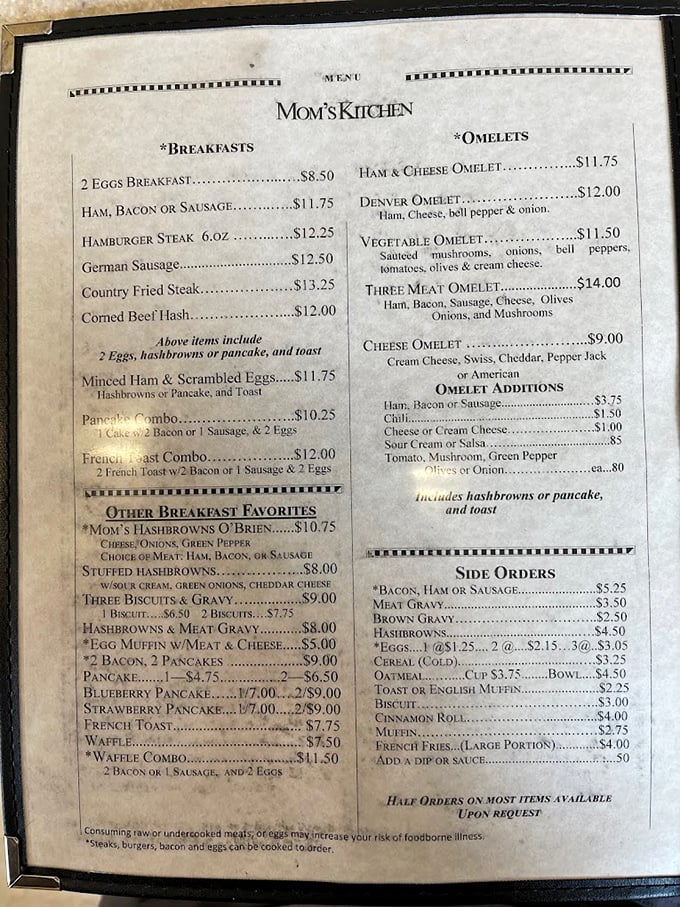 The menu reads like a love letter to American breakfast classics—no fusion confusion, just straightforward comfort food that knows exactly what it wants to be.