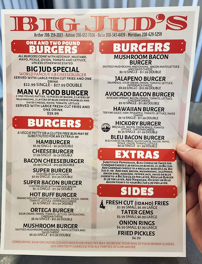 This menu isn't just a list of options—it's a challenge, a dare, and possibly your cardiologist's nightmare all rolled into one.