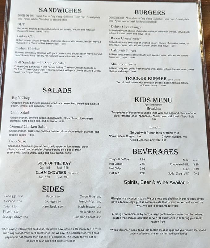 A menu that reads like comfort food poetry. No molecular gastronomy here—just honest dishes that understand what hunger truly craves.