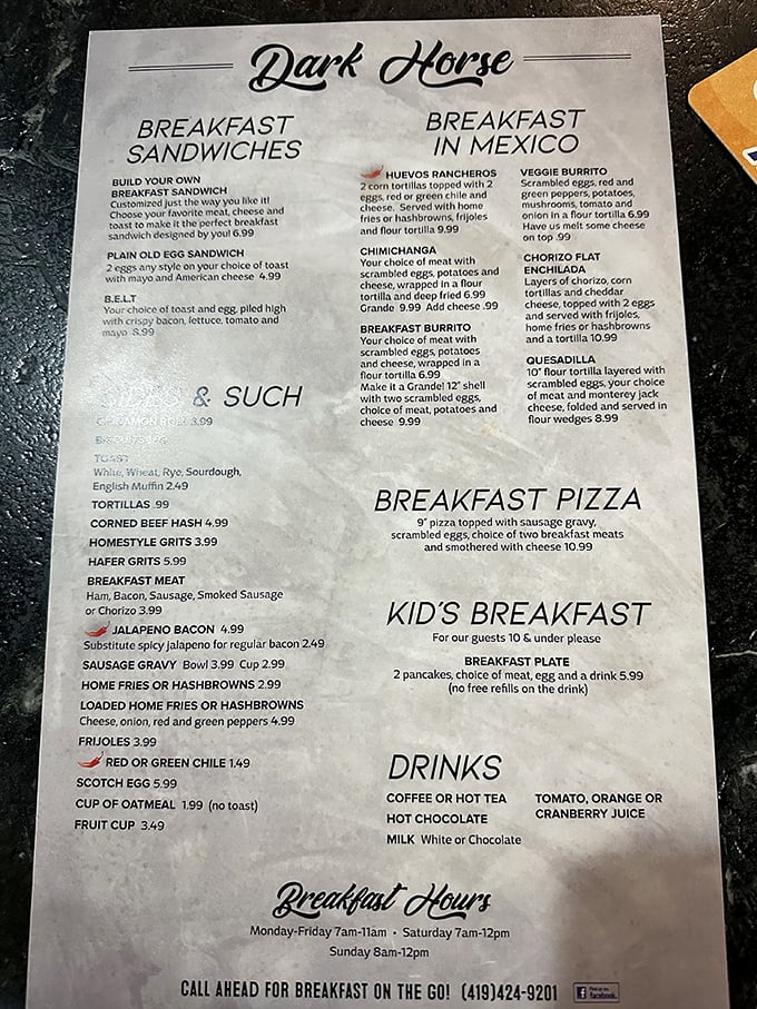 This menu isn't just a list of food—it's a roadmap to happiness. The "Breakfast in Mexico" section alone is worth setting your alarm for.