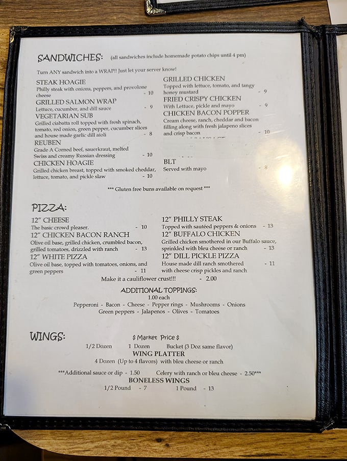 This menu isn't just a list of options—it's a roadmap to happiness. The chicken bacon popper sandwich alone is worth the drive.