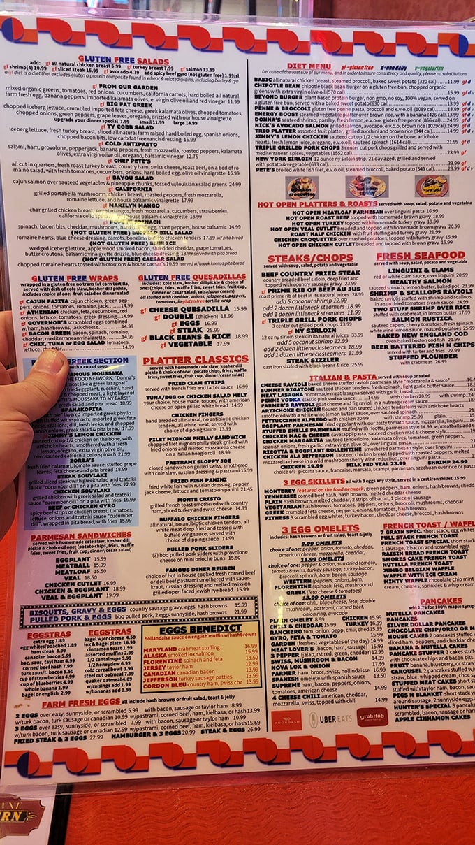 The menu at Jefferson Diner isn't just extensive—it's practically a novella with a happy ending no matter which page you choose.
