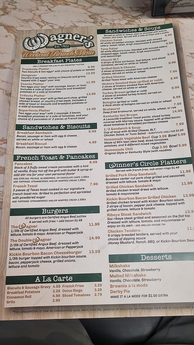 The menu at Wagner's reads like a love letter to American diner classics – no foam, no reduction, just honest food that your grandmother would recognize.