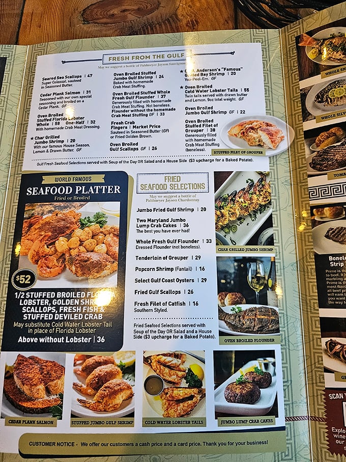 This menu isn't just a list of options—it's a treasure map where X marks the spot for your next food epiphany.