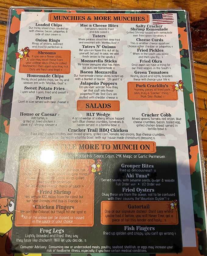 This isn't just a menu—it's a roadmap to happiness. "Munchies & More Munchies" might be the most honest food category ever created.