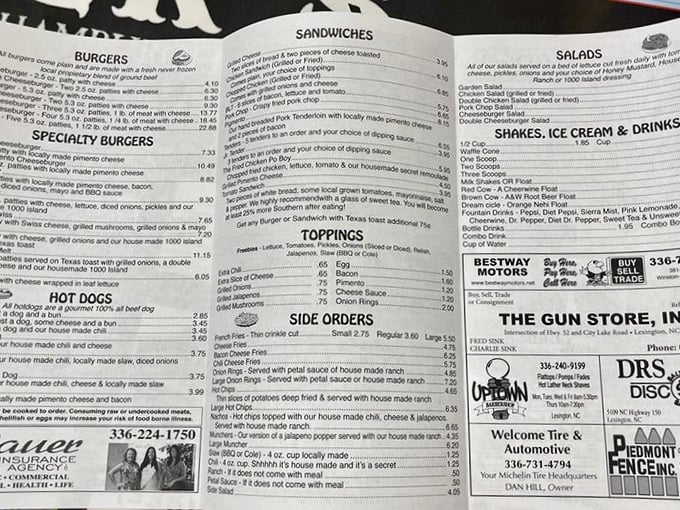A menu that reads like a love letter to American classics—burgers, sandwiches, and sides that haven't needed reinvention since the golden age of diners.