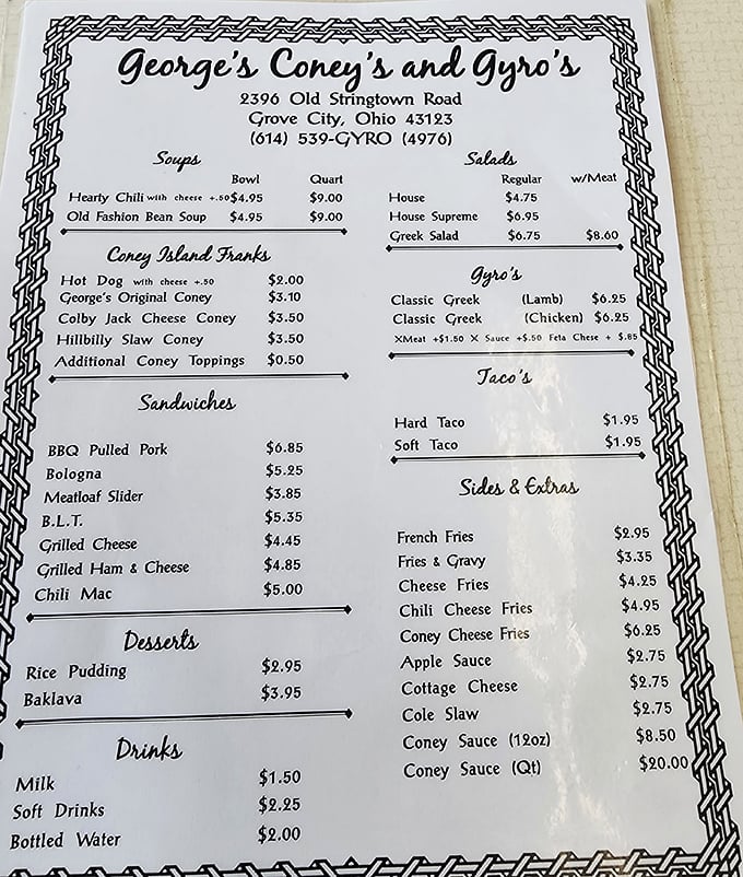 This menu is like a roadmap to happiness—simple, straightforward, and filled with promises that will be deliciously kept.