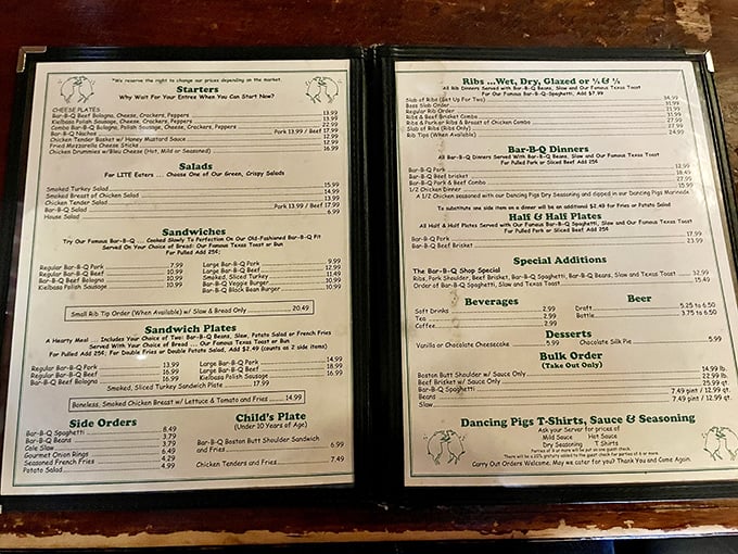 The menu isn't just a list—it's a roadmap to happiness. Choose your own adventure, but there are no wrong turns here.