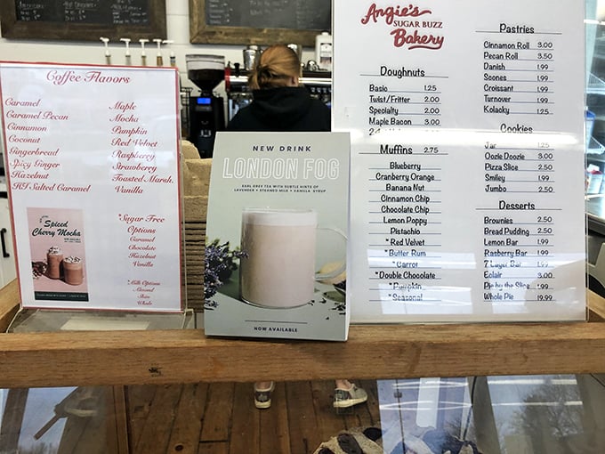 This menu isn't just a list—it's a roadmap to happiness. The London Fog tea latte sits mysteriously among coffee classics.