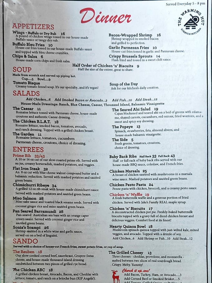 The menu reads like a love letter to comfort food—each dish promising the culinary equivalent of a warm hug.