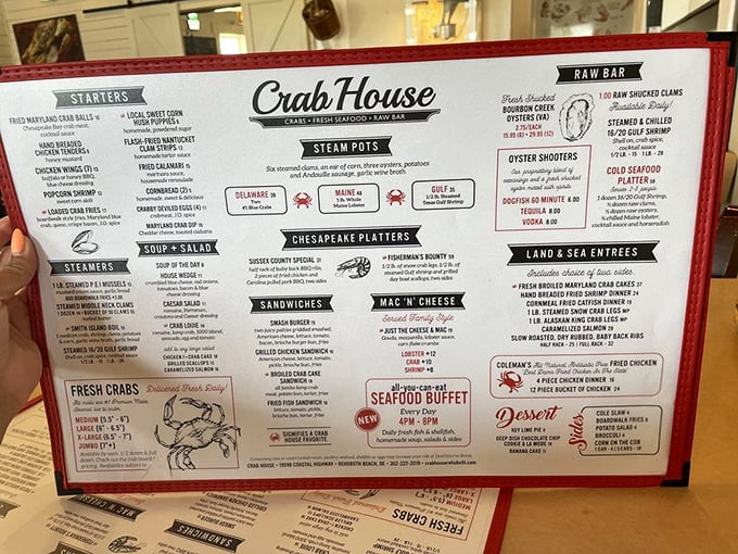 The menu reads like a love letter to the Chesapeake Bay—each item promising a different kind of maritime romance.