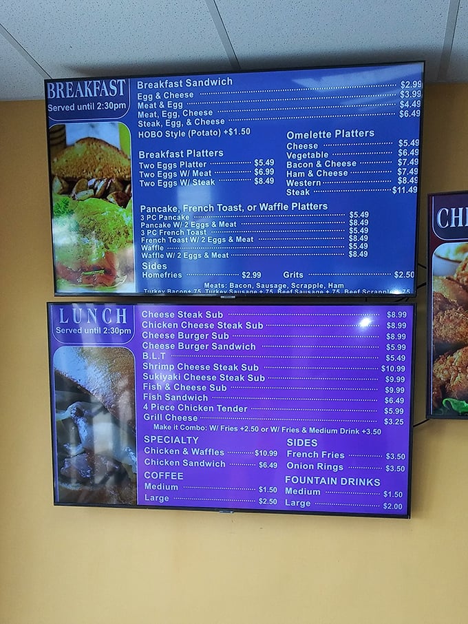 The menu board at Park's reads like a love letter to comfort food classics. Breakfast until 2? That's my kind of schedule.